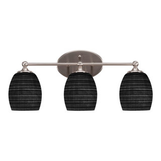 Capri 3-Light Bath Bar, Brushed Nickel/Black Matrix - Transitional ...
