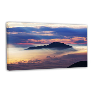 Amazing Java Mountain in Fog, Oversized Landscape Canvas Art, 32"x16"x1 ...