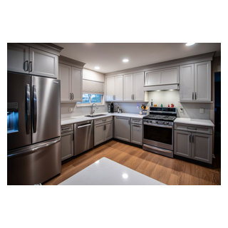 Two-Tone Neutral Kitchen with Quartz Countertop and Soho Picket ...