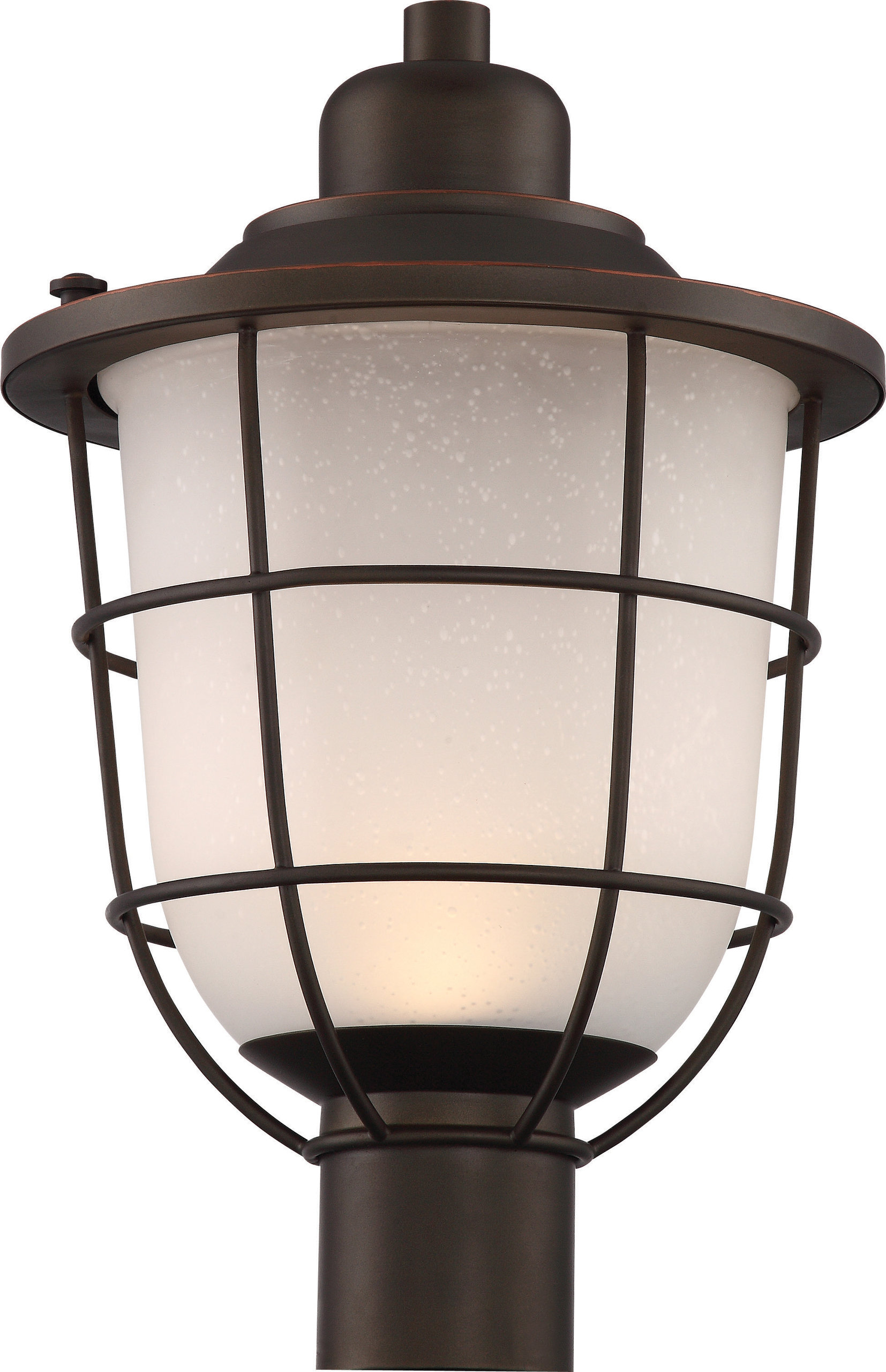 Bungalow Outdoor LED Post Lantern With Etched Seeded Glass - Beach ...
