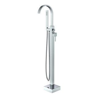 Floor Mount Bathtub Faucet, High Flow Tub Filler With Handheld Shower ...