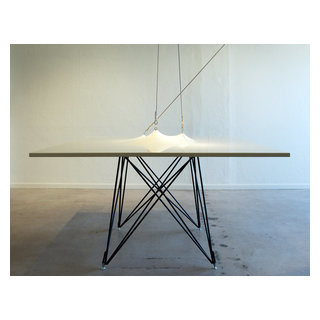 Concrete and Steel Fabric Formed Conference Table - Midcentury - Los ...