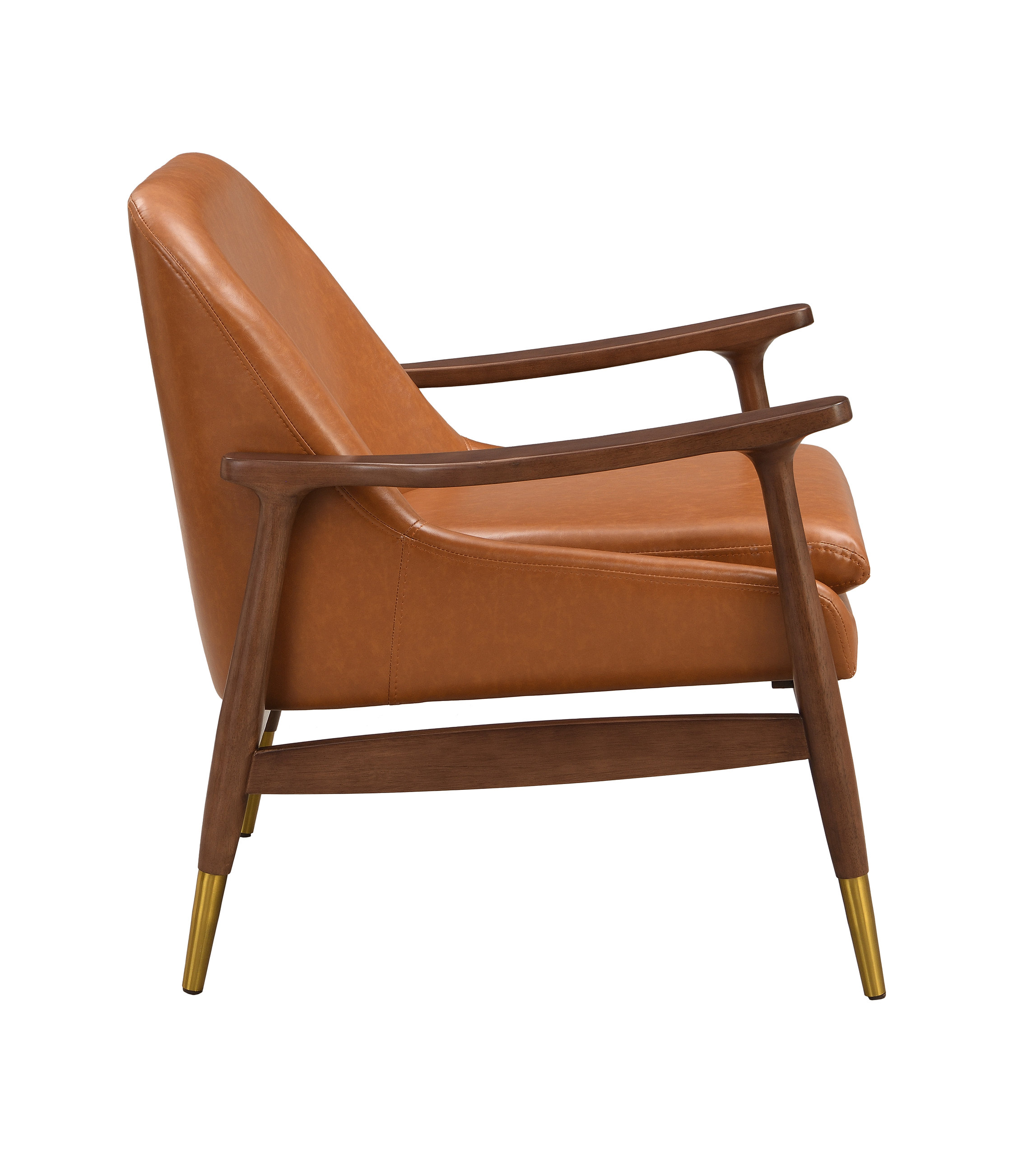 GDF Studio Mid-Century Modern Faux Leather Accent Chair, Solid Wood ...