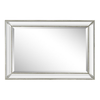 24" Rectangle Silver Beaded Frame Mirror - Transitional - Wall Mirrors ...