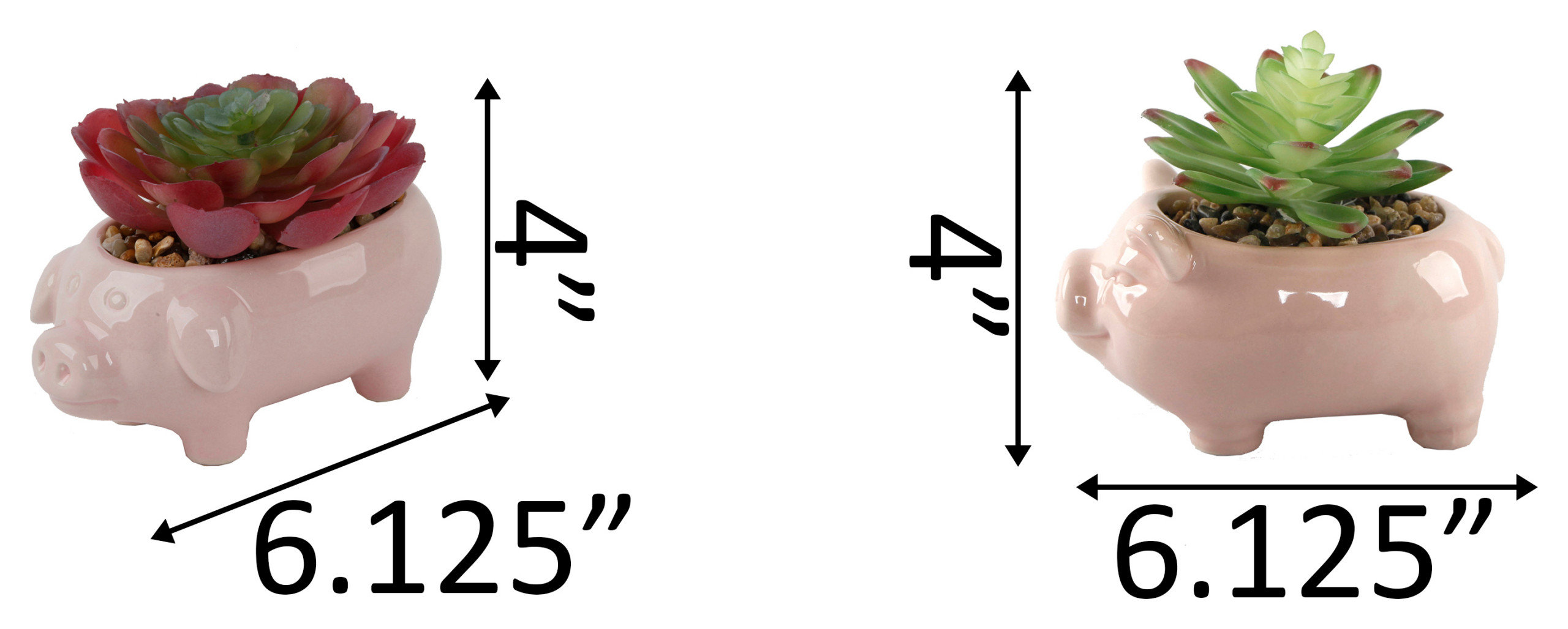 Set Of 2 Pink Ceramic Pig - Contemporary - Artificial Plants And Trees ...