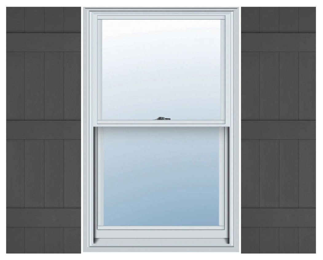 Lifetime Vinyl Custom 4-Board Joined Board-n-Batten Shutters, Gray 018 ...