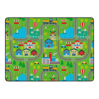 Flagship Carpets FE493-32A 6x84 Train Ride Rug, 6X84 - Contemporary ...