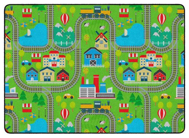 Flagship Carpets FE493-32A 6x84 Train Ride Rug, 6X84 - Contemporary ...