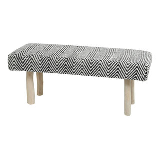 Unique Chevron Accent Bench, Patterned Polyester Seat with Wooden Legs ...