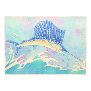 Splashing Sailfish Olivia's Home Accent Washable Rug 22"x32" - Beach ...