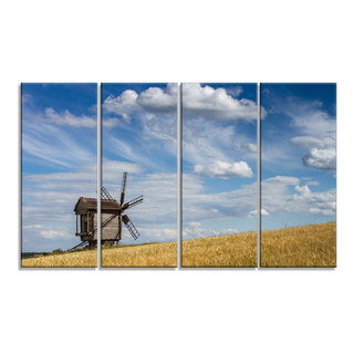 "Cloudy Sky And Windmill Summer Day" Landscape Wall Art, 48"x28" 4 ...