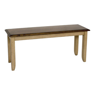Sunset Trading Brook 42" Dining Bench, Two Tone Light Brown Wood ...
