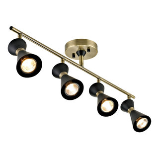 Ina 4-Light Contemporary Track Light, Matte Black and Antique Brass ...
