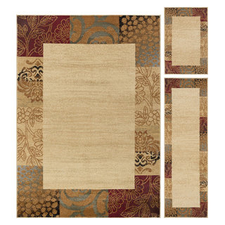 Sedona Transitional Floral Area Rug, 5' x 7', 20'' x 60'', 20'' x 32 ...
