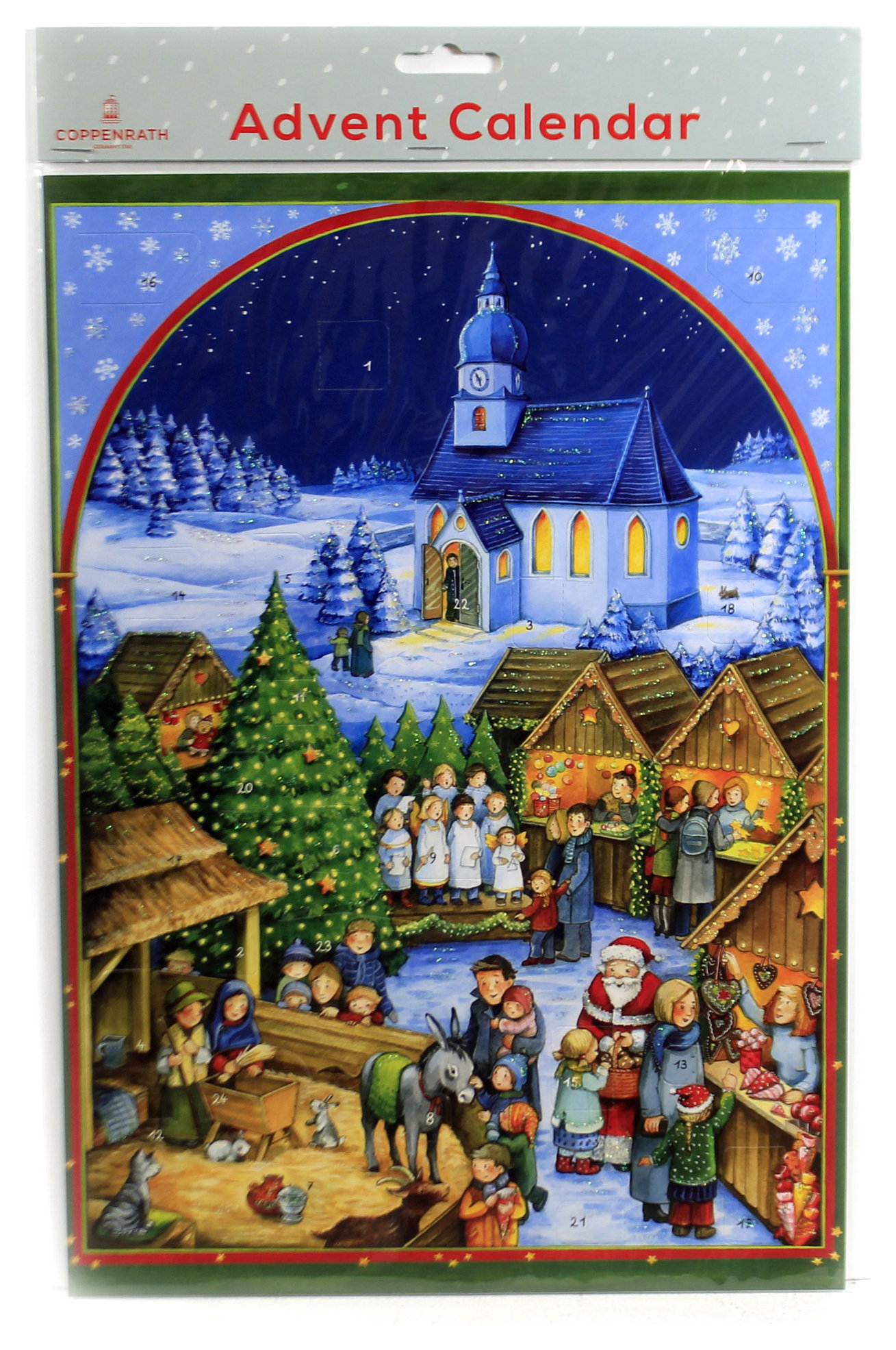 Christmas CHURCH MARKET ADVENT CALENDAR Paper German Nativity Santa ...
