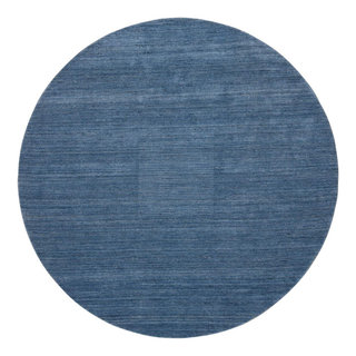 Denim Blue Modern Design Soft and Plush Wool Hand Loomed Round Rug, 8'0 ...
