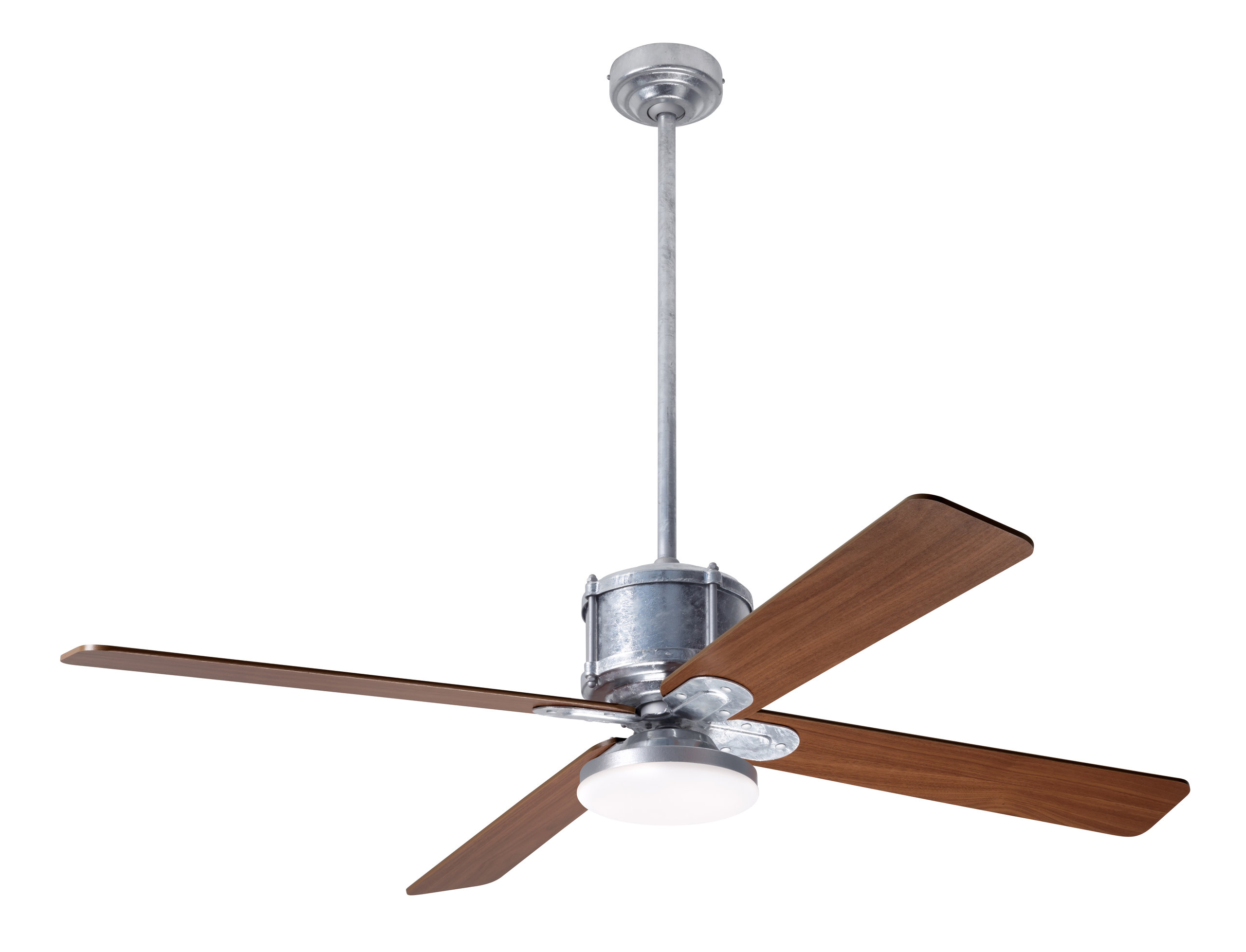Industry DC Fan, Galvanized Finish, 50" Mahogany Blades, 20W LED Open ...