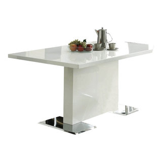 Modern Style Metal Dining Table with T Shaped Design Structure White ...