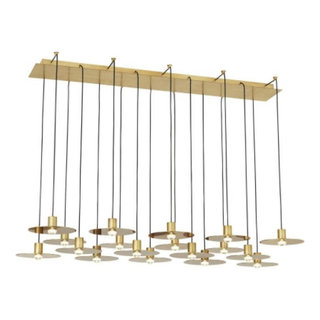Eaves Ceiling Chandelier, 18-Light, LED, Natural Brass, 50"L ...