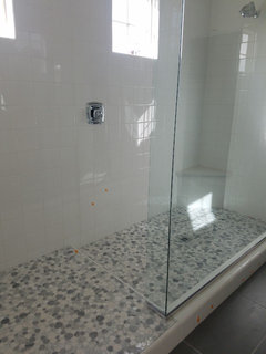 pebble tile, grout color