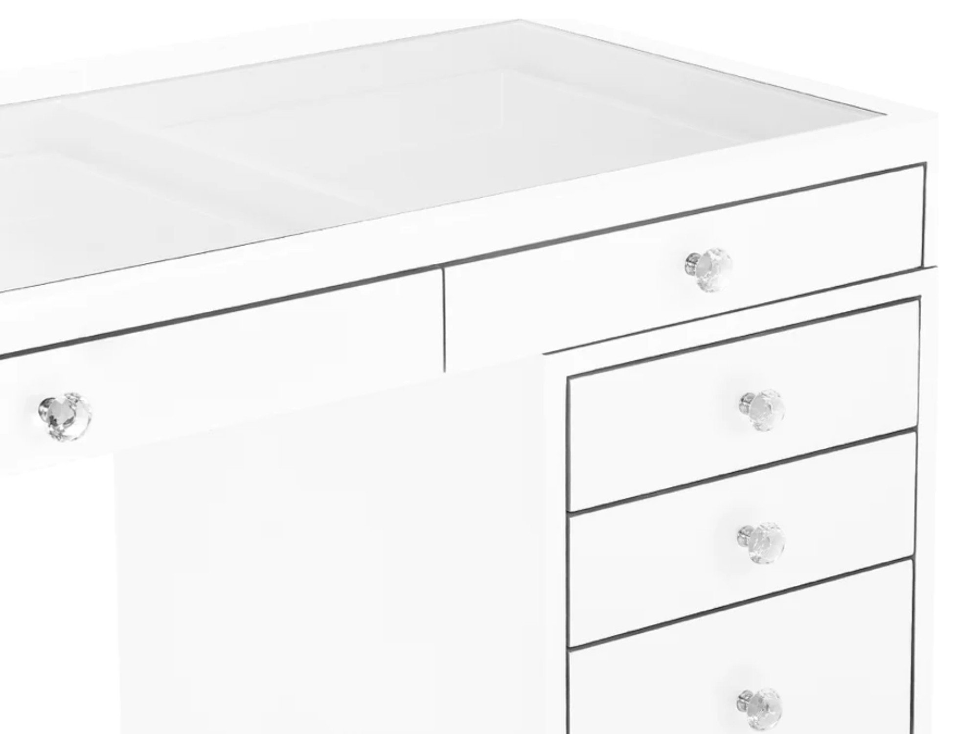 Slaystation Pro Premium Makeup Desk with Drawer and Crystal Knobs - Contemporary - Bedroom ...