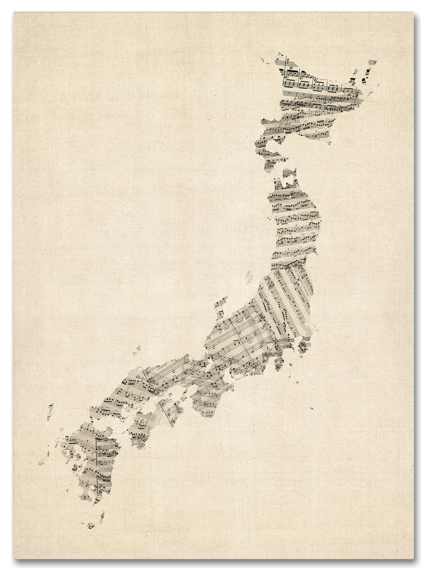"Old Sheet Music Map of Japan" Canvas Art by Michael Tompsett, 35"x47 ...