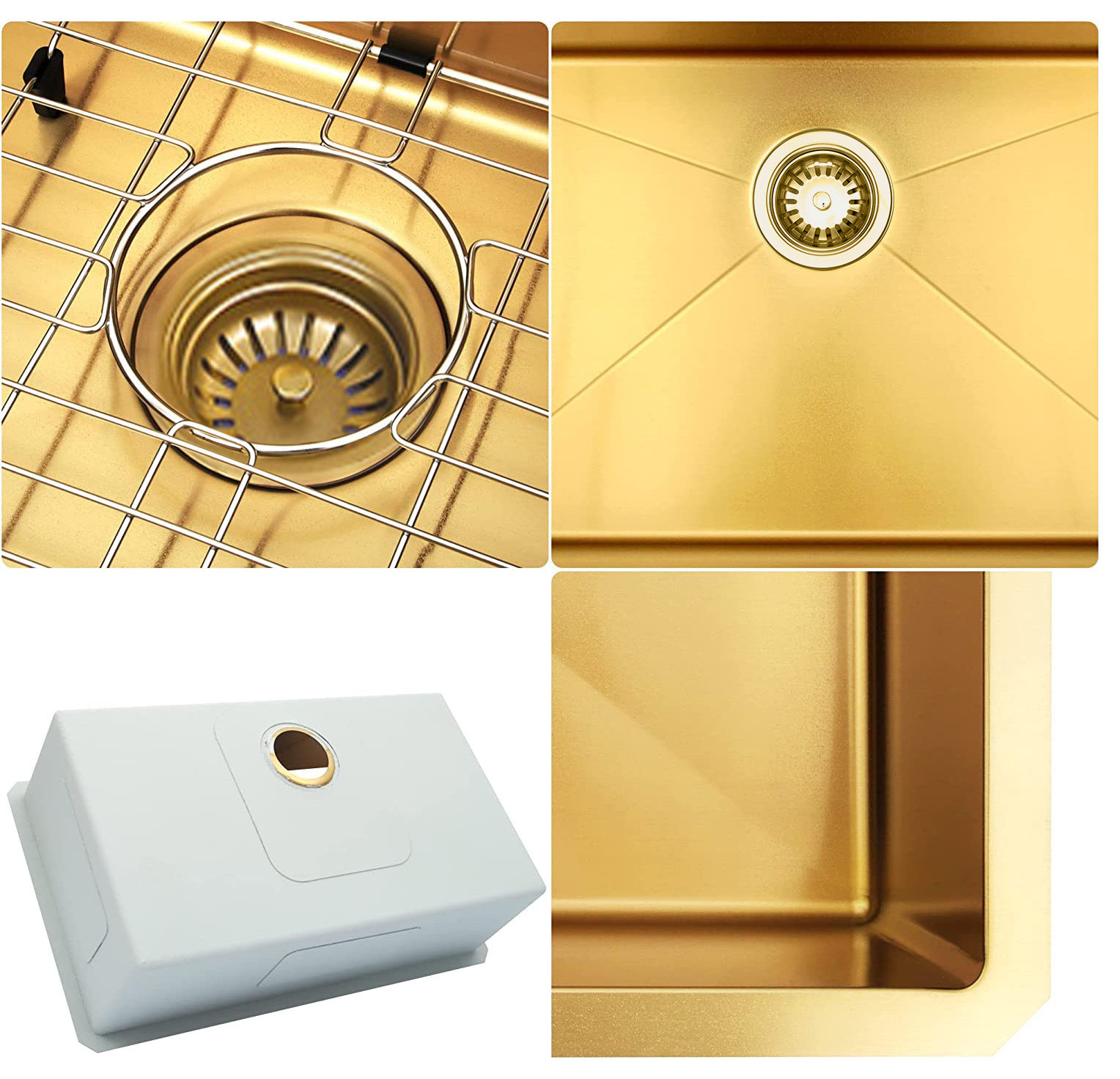 HIGOLD Single Bowl Undermount Kitchen Sink, 10", Nano, PVD Gold ...