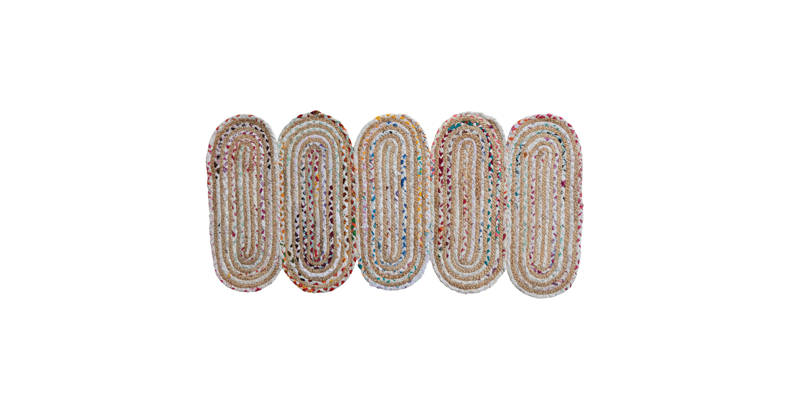 Woven Cotton Chindi and Jute Ovals Floor Runner, Multicolor - Modern ...