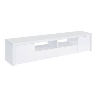 Jude 2-door 79" TV Stand With Drawers White High Gloss - Modern ...