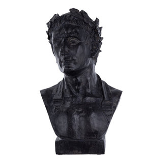 Benzara BM286135 11" Resin Atticus Bust Statue Hand Painted Matte Black ...