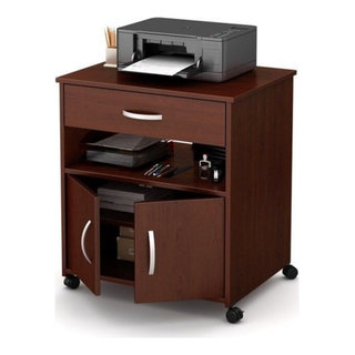 Pemberly Row Modern / Contemporary Printer Cart in Royal Cherry ...