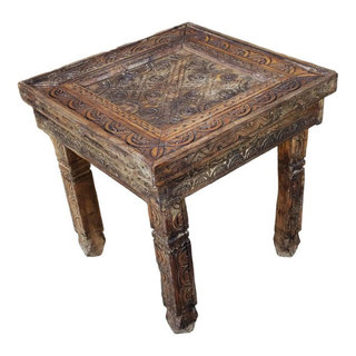 Vintage Moroccan Berber Style Hand Carved Wooden Side Tables ...