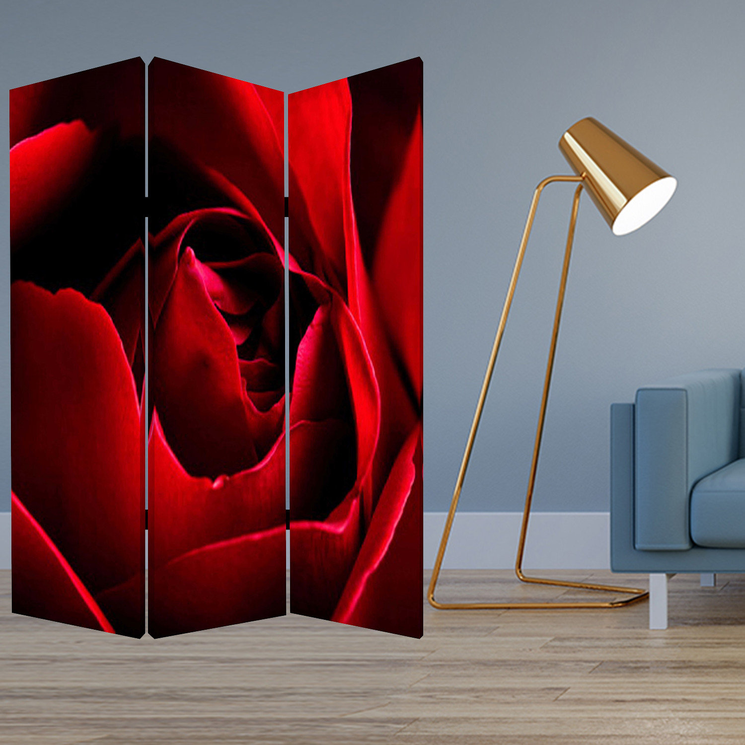 HomeRoots 1" x 48" x 72" Multi Color Wood Canvas Rose Screen ...