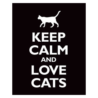 Keep Calm and Love Cats, archival print (black), 10" x 12" (8" x 10 ...