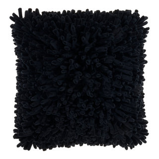 Nourison Home 20"x20" Sofia Velvet Sponge Finger Black Throw Pillows ...