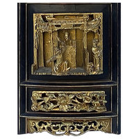 Vintage Chinese 3D Golden Lacquer Wood Carving Opera Scene Wall Panel ...