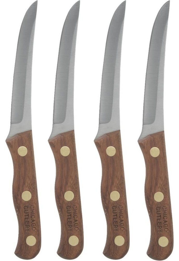 Chicago Cutlery Walnut Steak Knife Set, Stainless Steel - Transitional ...