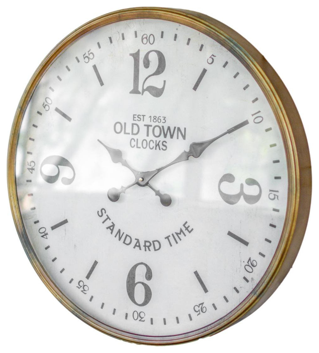 Nostalgic Old Town Vintage Style Station Clock Aged Brass Gold Frame ...