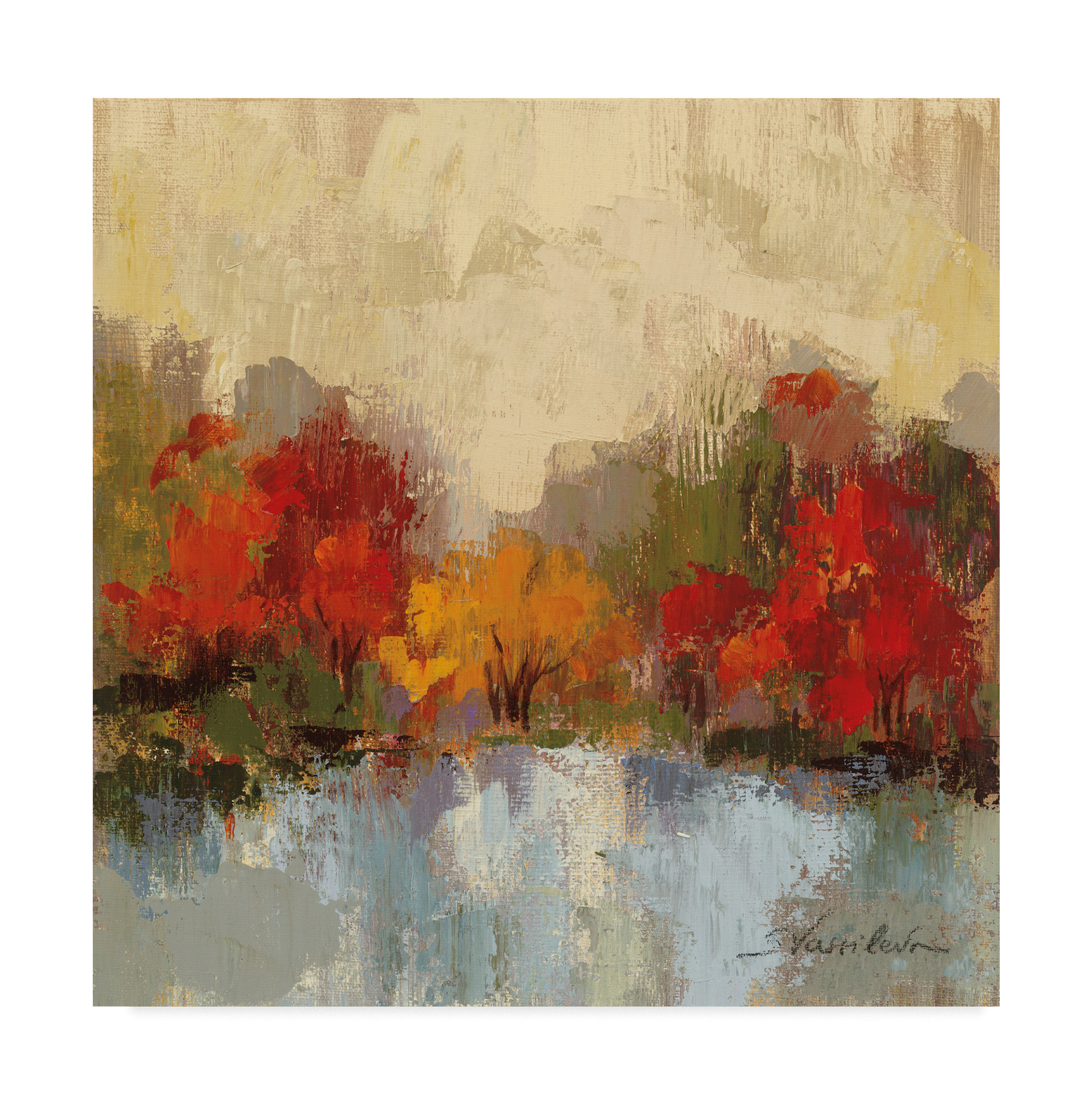 Silvia Vassileva 'Fall Riverside I' Canvas Art, 14"x14" - Contemporary ...