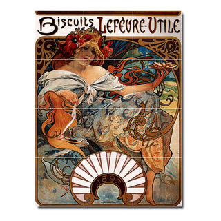 Alphonse Mucha Poster Art Painting Ceramic Tile Mural #6, 24" Wide x 32 ...