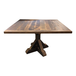 Thornton Barnwood Square Pedestal Dining Table, 42x42, 2 Bb Exts ...