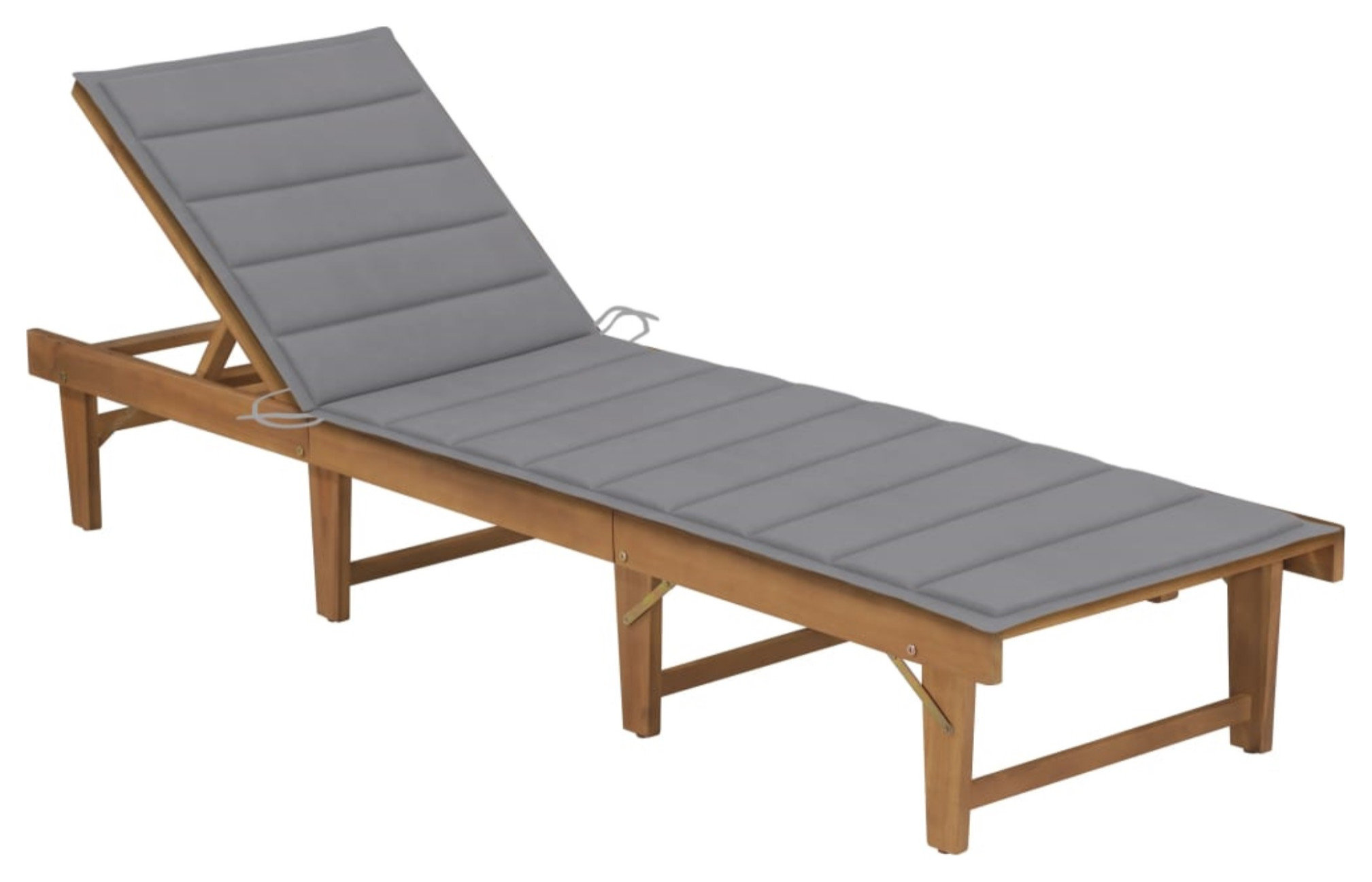 Vidaxl Folding Sun Lounger With Cushion Solid Acacia Wood ...