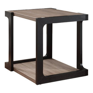 Welcoming Contemporary Style End Table, Black and Brown - Transitional ...