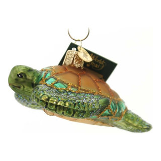 Old World Christmas Green Sea Turtle Glass Ornament Ocean Tortoise ...