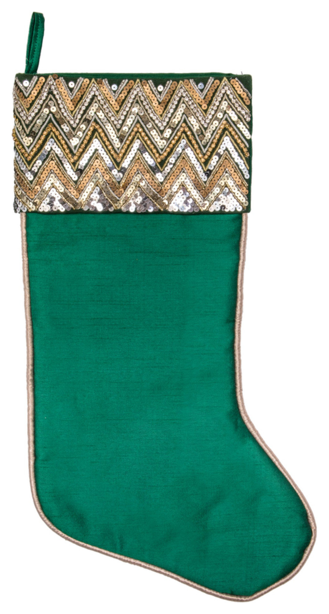 19" Green Chevron Sequin Stocking - Contemporary - Christmas Stockings ...