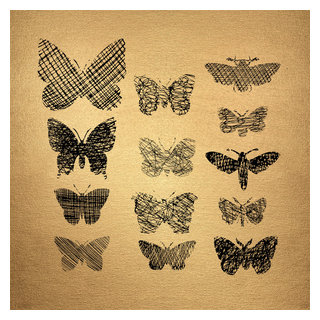 "Winged Friends" Painting Print on Gold Metallic Canvas, 24"x16 ...