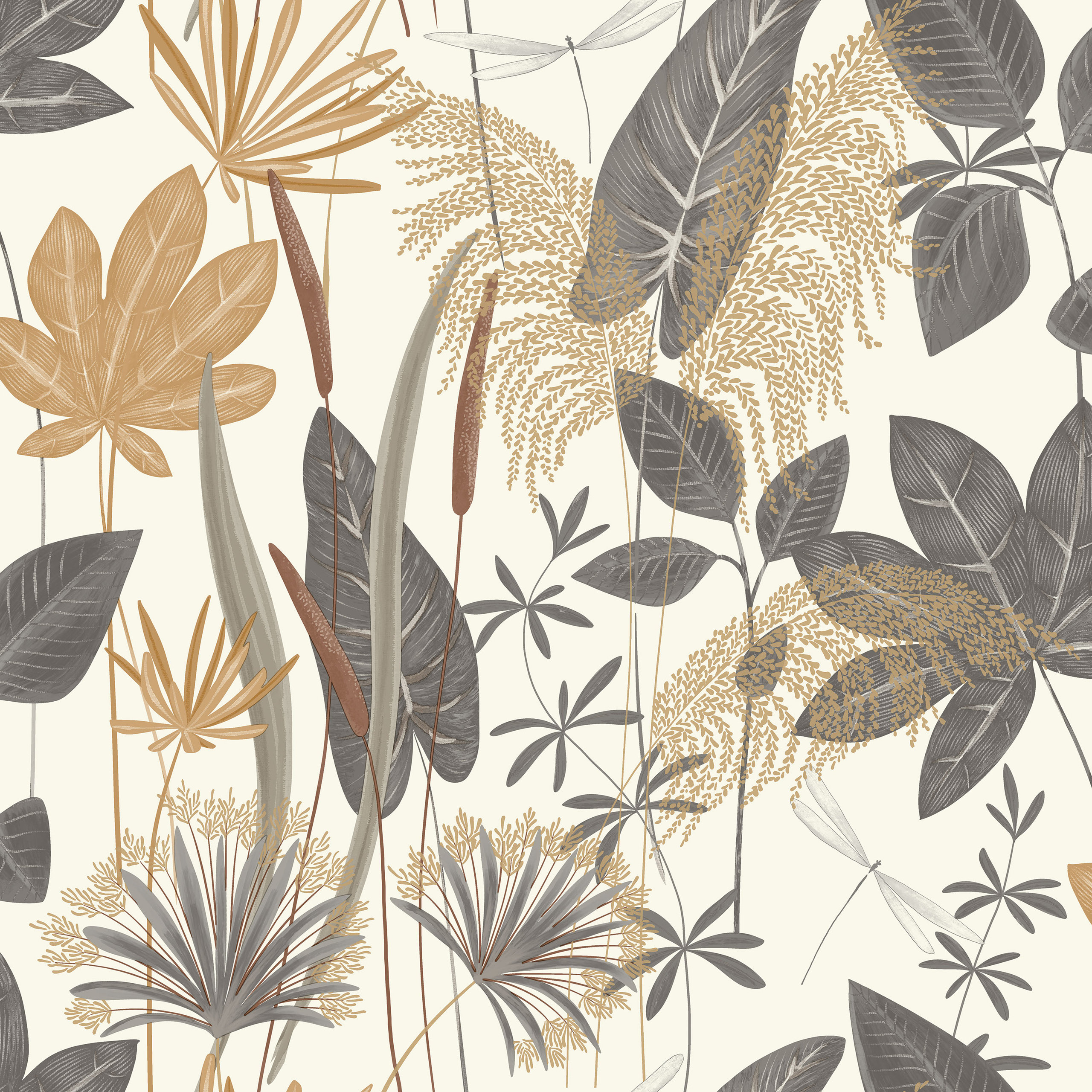 Mix Tropical Leaves Textured Wallpaper, Sample - Tropical - Wallpaper ...