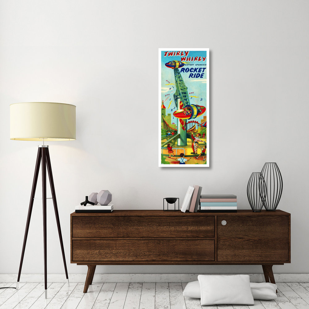 "Twirly Whirly Rocket Ride" Digital Paper Print by Retrorocket, 14"x32 ...