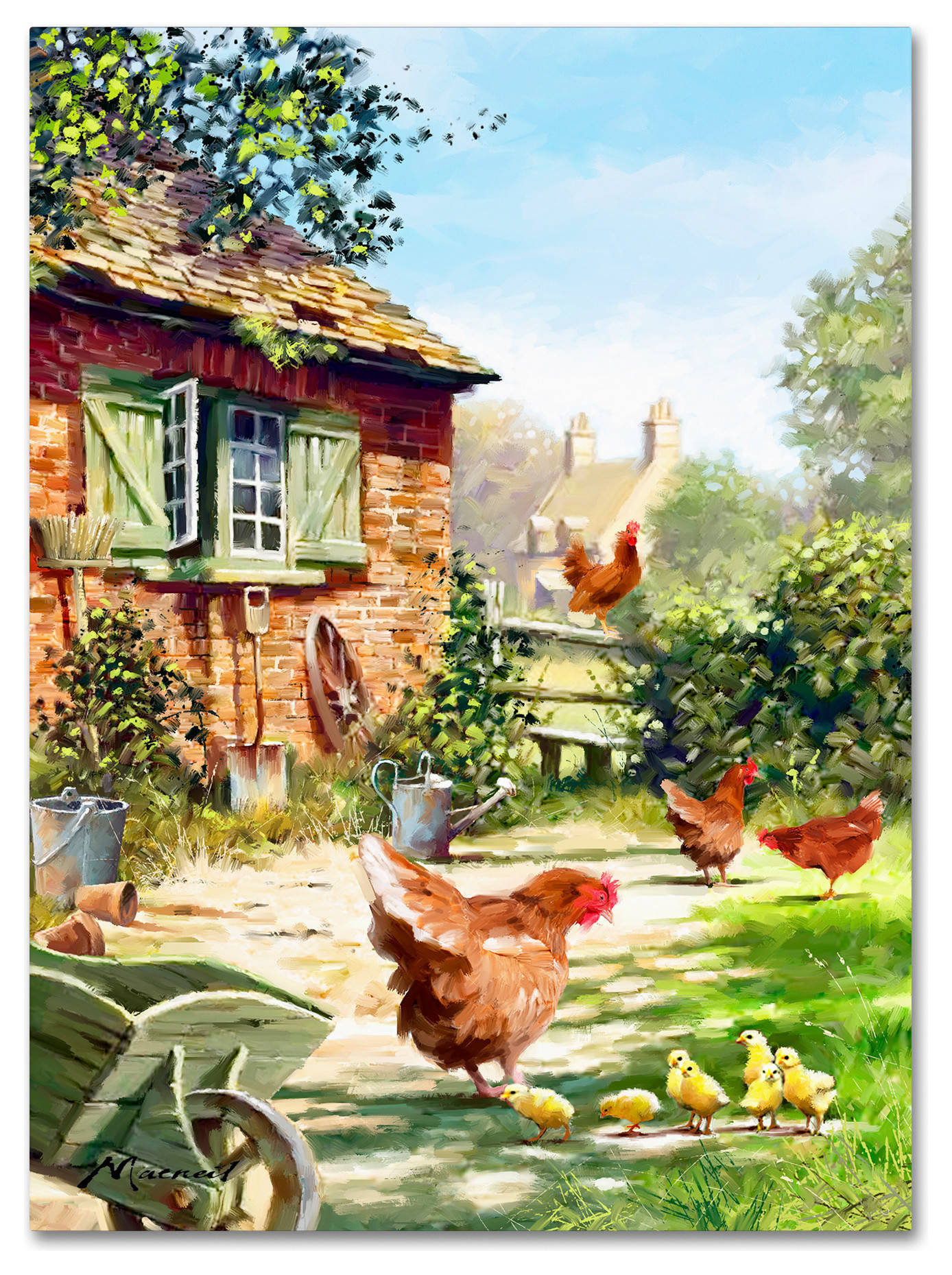 The Macneil Studio 'Chicken and Hens' Canvas Art, 32"x24" - Farmhouse ...