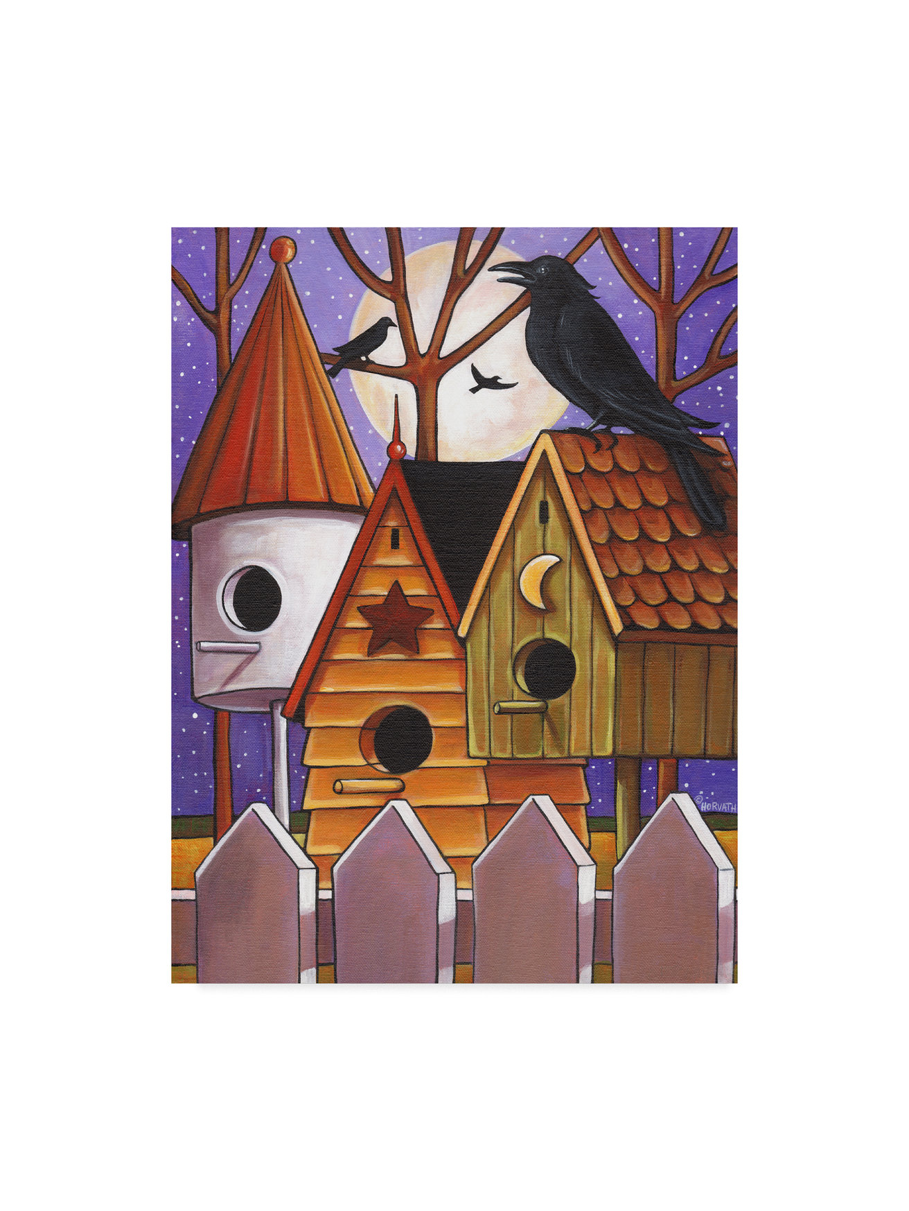 Cathy Horvath-Buchanan 'Moon Crows Houses' Canvas Art, 24"x32 ...
